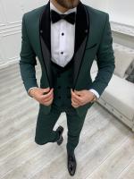 China Bergamo Green Mens Peak Lapel Tuxedo for sale