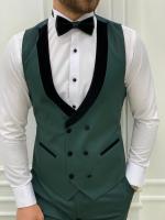 China Bergamo Green Mens Peak Lapel Tuxedo for sale