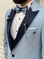 China Perris Ice Blue Three Piece Tuxedo Slim Fit For Wedding Day for sale