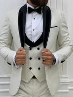 China Ventura White Shawl Collar Tuxedo Slim Fit 3pc 65% Polyester for sale