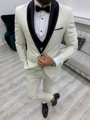China Ventura White Shawl Collar Tuxedo Slim Fit 3pc 65% Polyester for sale
