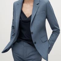 China Stylish Light Blue Formal Pant Suit For Ladies Slim Fitting for sale