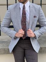 China Knitted Grey Purple Business Casual Suit Jacket For Gentlemen for sale