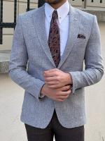 China Knitted Grey Purple Business Casual Suit Jacket For Gentlemen for sale