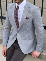 China Knitted Grey Purple Business Casual Suit Jacket For Gentlemen for sale