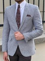 China Knitted Grey Purple Business Casual Suit Jacket For Gentlemen for sale