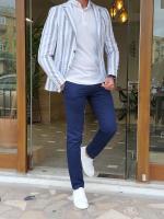 China Striped Cotton Business Casual Suit Jacket Business Casual Interview Outfits for sale