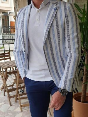 China Striped Cotton Business Casual Suit Jacket Business Casual Interview Outfits for sale
