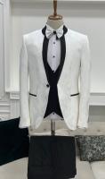 China 65% Polyester Mens Tuxedo Suit 32% Viscose 3% Lycra White Tuxedo Jacket for sale
