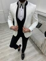 China 65% Polyester Mens Tuxedo Suit 32% Viscose 3% Lycra White Tuxedo Jacket for sale