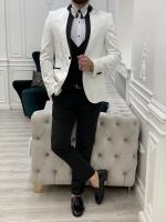 China 65% Polyester Mens Tuxedo Suit 32% Viscose 3% Lycra White Tuxedo Jacket for sale