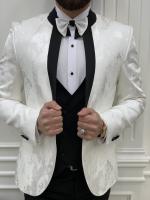 China 65% Polyester Mens Tuxedo Suit 32% Viscose 3% Lycra White Tuxedo Jacket for sale