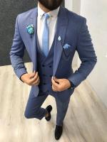 China 70% Wool 30% Poly Blue Groom Tuxedo Suit For Wedding for sale