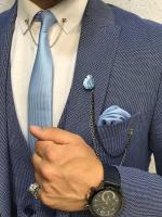 China 70% Wool 30% Poly Blue Groom Tuxedo Suit For Wedding for sale