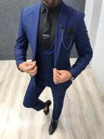 China Navy Blue Custom Mens 3 Piece Tuxedo Suit For Groom'S Wedding for sale