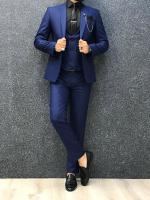 China Navy Blue Custom Mens 3 Piece Tuxedo Suit For Groom'S Wedding for sale