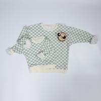 China French Terry Pullover Sweat Shirt 230gsm Children'S Play Set With Checkered Print for sale