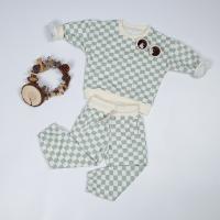 China French Terry Pullover Sweat Shirt 230gsm Children'S Play Set With Checkered Print for sale