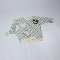 China French Terry Pullover Sweat Shirt 230gsm Children'S Play Set With Checkered Print for sale