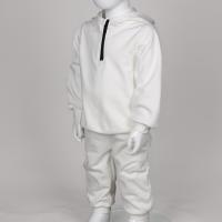 China Kids Half Zip Pullover Sweatshirt 300gsm And Jogger Pants Set White Color for sale