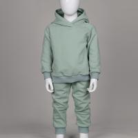 China Green Plain Pullover Sweatshirt 300gsm Classic Sweat Pants Set With Fleece Fabric for sale
