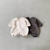 China Baby Quilted Romper With Cream And Charcoal Brown Cloud Island Infant Rompers for sale