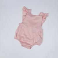 China New Born Rompers Pink Color Poplin Fabric Baby Dress Jumpsuits for sale