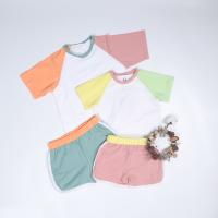 China Organic Cotton Unisex Child Street Wear Color Block Biker Short Set for sale