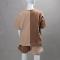 China French Terry Patchwork Clothes 260gsm Teen Boys Color Tee And Short Set for sale