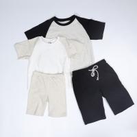China Organic Cotton Family Matching Outfit 190gsm Color Block Raglan Short Sleeves for sale