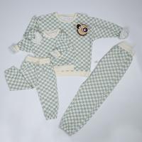 China 230gsm Family Matching Clothes Set French Terry Crew Neck Long Sleeve Checkered Sweatsuit for sale