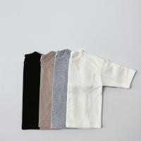China 190gsm Kids Basic Pocket Long Tee 4 Colors Regular Fit Style 100% Cotton for sale