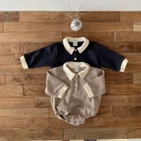 China Baby Long Sleeve Fleece Lined Collared Romper (0-24m) - 2 Colors for sale