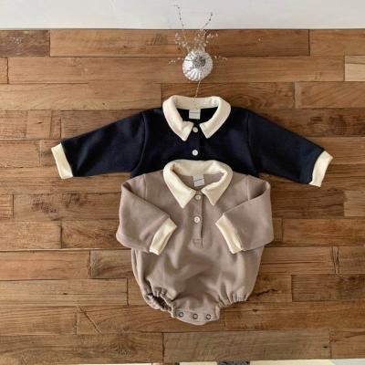 China Baby Long Sleeve Fleece Lined Collared Romper (0-24m) - 2 Colors for sale
