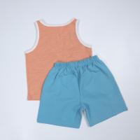 China Teen Boys Streetwear French Terry Patchwork Outfit Set 250gsm Color Tank And Short Set for sale