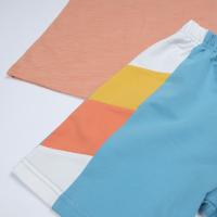 China Teen Boys Streetwear French Terry Patchwork Outfit Set 250gsm Color Tank And Short Set for sale