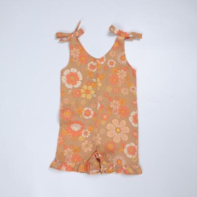 China 100% Linen Fabric New Born Rompers With Full Print For Baby Jumpsuit for sale