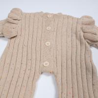 China Unisex Speckled Knit Baby Long Sleeve Frill Footless Romper One Piece Button Down Jumpsuit Playsuit 100% Cotton for sale