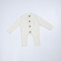 China Unisex Baby Knit Rompers Long Sleeve One Piece Button Down Sweater Jumpsuit Playsuit 100% Cotton Homewear Sleepwear for sale