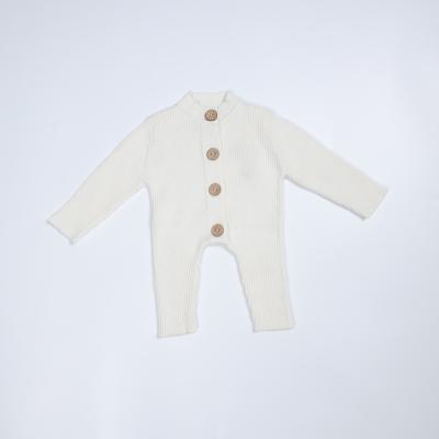 China Unisex Baby Knit Rompers Long Sleeve One Piece Button Down Sweater Jumpsuit Playsuit 100% Cotton Homewear Sleepwear for sale