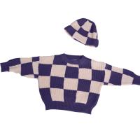 China 2PCS Custom Made Sweaters With Beanie Cozy Puff Sleeve Sweater 100% Cotton Knit Wear For Little Girls for sale