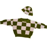 China 2PCS Custom Made Sweaters With Beanie Cozy Puff Sleeve Sweater 100% Cotton Knit Wear For Little Girls for sale