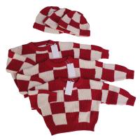 China 2PCS Custom Made Sweaters With Beanie Cozy Puff Sleeve Sweater 100% Cotton Knit Wear For Little Girls for sale