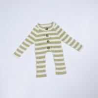 China 100% Cotton Unisex Baby Girl Boy Knit Striped Jumpsuit Long Sleeve One Piece Button Down Sweater Rompers Playsuit for sale