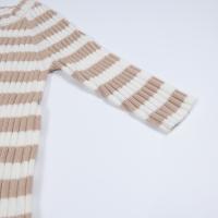 China 100% Cotton Unisex Baby Girl Boy Knit Striped Jumpsuit Long Sleeve One Piece Button Down Sweater Rompers Playsuit for sale