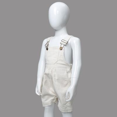 China Customized 100% Cotton Neutral Baby Corduroy White Jumpsuit Sleeveless Buckle Design Rompers Kids Daily Dressing for sale