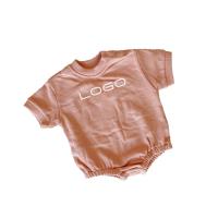 China One Piece Oversized Newborn Short Sleeve Romper Embroidered Blossom Romper French Terry for sale