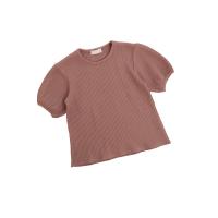 China 2 PCS Waffle Short Puff Sleeve Tshirts 100% Cotton 6T Casual for sale