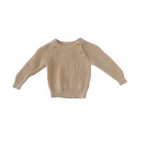 China Toddlers Crewneck Rib Knit Sweater 100% Cotton With Button Shoulder Closure Infant Sleepwear for sale