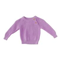 China Toddlers Crewneck Rib Knit Sweater 100% Cotton With Button Shoulder Closure Infant Sleepwear for sale